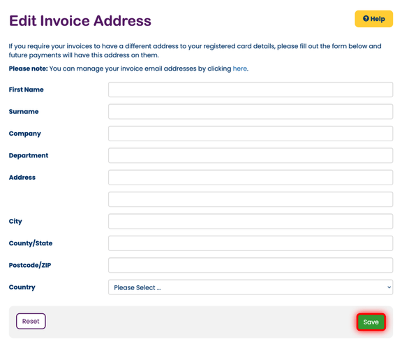 Voipfone - Edit invoice address