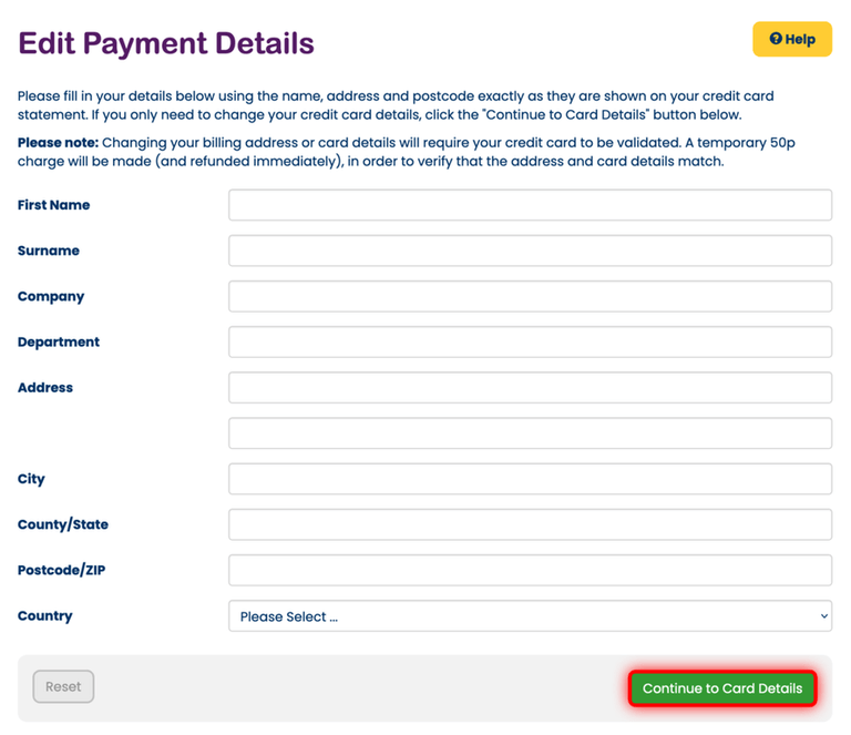 Voipfone - Edit payment details